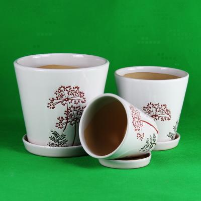 China Custom Ceramic Round Plant Pots with Drainage Holes for Indoor Use 20 Sets for sale