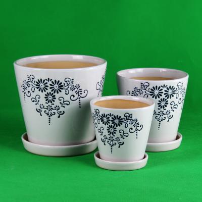 China QUANGUI Glazed Ceramic Flower Pot Indoor Planter Waterproof Fireproof Round 6 Inch for sale