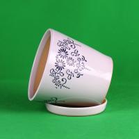 China QUANGUI Glazed Ceramic Flower Pot Indoor Planter Waterproof Fireproof Round 6 Inch for sale
