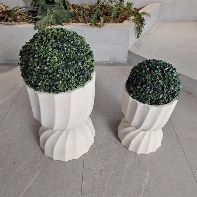China Round Fiber Clay Planter Modern Style Textured Surface Weather Resistant D360 H505mm for sale