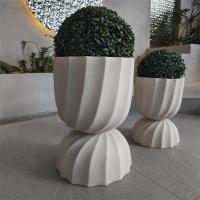 China Round Fiber Clay Planter Modern Style Textured Surface Weather Resistant D360 H505mm for sale