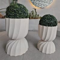 China Round Fiber Clay Planter Modern Style Textured Surface Weather Resistant D360 H505mm for sale