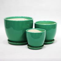China Customized Round Ceramic Pots with Drainage Glossy Finish Indoor Planter Small Size Single for sale