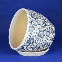 China Customized Round Ceramic Pots with Drainage Glossy Finish Indoor Planter Small Size Single for sale