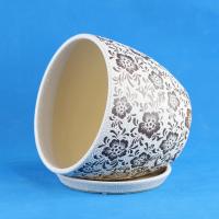 China Customized Round Ceramic Pots with Drainage Glossy Finish Indoor Planter Small Size Single for sale