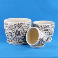 China Customized Round Ceramic Pots with Drainage Glossy Finish Indoor Planter Small Size Single for sale