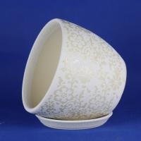China Customized Round Ceramic Pots with Drainage Glossy Finish Indoor Planter Small Size Single for sale