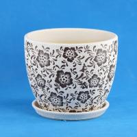 China Customized Round Ceramic Pots with Drainage Glossy Finish Indoor Planter Small Size Single for sale