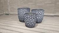 China Fiber Clay Planter Frost Resistant Round Modern Texture Custom Color 400mm for sale