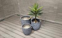 China Fiber Clay Planter Frost Resistant Round Modern Texture Custom Color 400mm for sale
