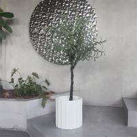 China Fiber Clay Planter D580xH980mm Round Frost Resistant Lightweight for Patio Garden Camping Burners Heater for sale