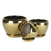 China QUANGUI QG-CM021 Glossy Ceramic Pot Round Small Indoor Planter Custom Color for sale