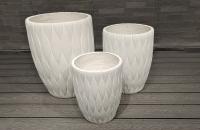 China Fiber Clay Planter Smooth Surface Frost Resistant Round 3 Sizes D450 H595 for sale