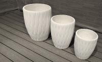 China Fiber Clay Planter Smooth Surface Frost Resistant Round 3 Sizes D450 H595 for sale