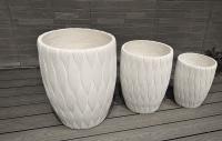 China Fiber Clay Planter Smooth Surface Frost Resistant Round 3 Sizes D450 H595 for sale