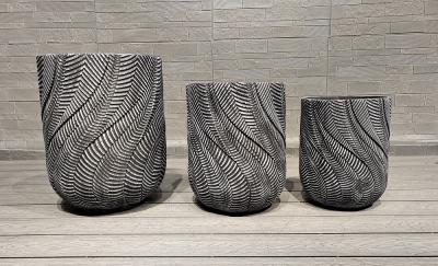 China Frost Resistant Fiber Cement Planter Hand Carved Durable Lightweight D440H560 for sale