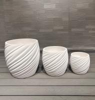 China Hand Carved Fiber Clay Planter Smooth Surface Round D255H255 D345H345 D460H460 for sale