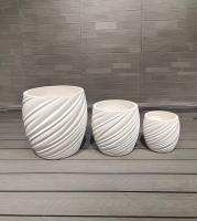 China Hand Carved Fiber Clay Planter Smooth Surface Round D255H255 D345H345 D460H460 for sale