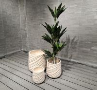 China Fiber Clay Planter D450 H395 Round Hand Carved Frost Resistant for Indoor Outdoor Garden for sale