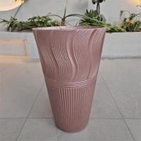 China Fiber Clay Planter Round D320xH550 Modern Durable for Garden Patio for sale