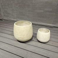 China Fiber Clay Planter D430 H480 Modern Round Hand Carved Durable Lightweight for Indoor Outdoor Garden Patio for sale