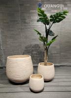 China Fiber Clay Planter D430 H480 Modern Round Hand Carved Durable Lightweight for Indoor Outdoor Garden Patio for sale
