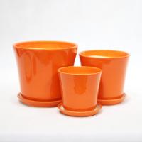 China QUANGUI QG-CM021 Small Ceramic Pots with Drainage Holes Modern Glossy Round Planters for sale