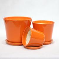 China QUANGUI QG-CM021 Small Ceramic Pots with Drainage Holes Modern Glossy Round Planters for sale