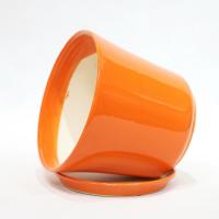 China QUANGUI QG-CM021 Small Ceramic Pots with Drainage Holes Modern Glossy Round Planters for sale