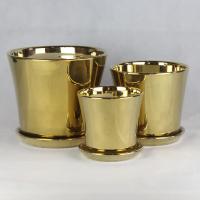 China QUANGUI QG-CM021 Small Ceramic Pots with Drainage Holes Modern Glossy Round Planters for sale