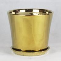 China QUANGUI QG-CM021 Small Ceramic Pots with Drainage Holes Modern Glossy Round Planters for sale