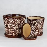 China QUANGUI QG-CM021 Small Ceramic Pots with Drainage Holes Modern Glossy Round Planters for sale