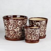 China QUANGUI QG-CM021 Small Ceramic Pots with Drainage Holes Modern Glossy Round Planters for sale