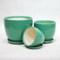 China QUANGUI QG-CM021 Modern Glossy Ceramic Pot with Drainage Hole for Indoor Plants for sale