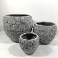 China Custom Fiber Cement Garden Pots Frost Resistant 43x43x37.5cm Hand Carved for sale