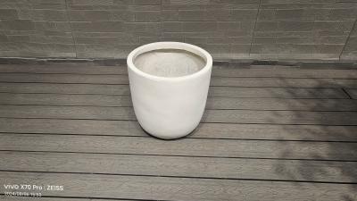 China Fiber Clay Planter Round D470xH450 Durable Lightweight Waterproof Fireproof for Garden Patio for sale