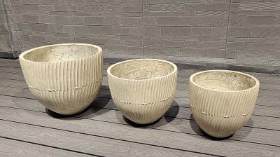 China Fiber Clay Planter Round 450x410mm Fireproof Frost Resistant Indoor Outdoor 5-6 Years for sale