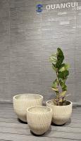 China Fiber Clay Planter Round 450x410mm Fireproof Frost Resistant Indoor Outdoor 5-6 Years for sale