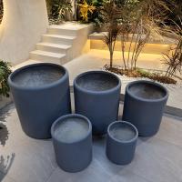 China Quangui Fiber Clay Planter Round Powder Coated D440x390mm Modern Style for sale