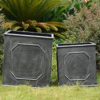 China Quangui Fiber Clay Planter Round D440x390mm Powder Coated Modern Plant Pot for sale