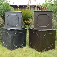 China Quangui Fiber Clay Planter Round D440x390mm Powder Coated Modern Plant Pot for sale