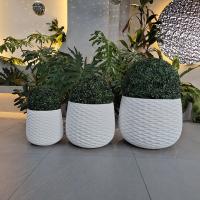 China Quangui Fiber Clay Planter Round D440x390mm Powder Coated Modern Plant Pot for Indoor Outdoor for sale