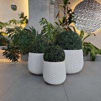 China Quangui Fiber Clay Planter Round D440x390mm Powder Coated Modern Plant Pot for Indoor Outdoor for sale