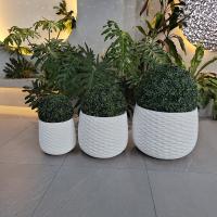 China Quangui Fiber Clay Planter Round D440x390mm Powder Coated Modern Plant Pot for Indoor Outdoor for sale