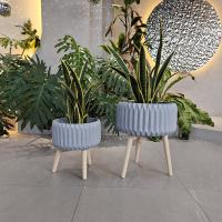 China Quangui Fiber Clay Planter Round Powder Coated D440x390mm Modern Style for Patio Garden for sale