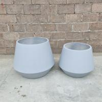 China Quangui Fiber Clay Planter Round Powder Coated D440x390mm Modern Style for Patio Garden for sale
