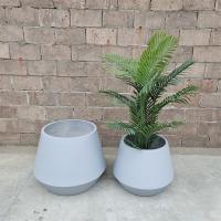 China Quangui Fiber Clay Planter Round Powder Coated D440x390mm Modern Style for Patio Garden for sale