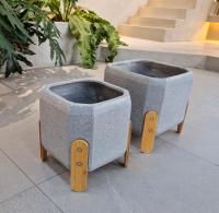 China Quangui Fiber Clay Planter Hand Carved 450mm 370mm Outdoor Durable 5-6 Years for Camping Burners for sale