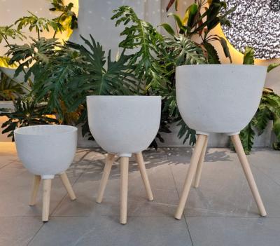 China Hand Carved Fiber Clay Planter Durable Lightweight 2 Sizes Custom Design for sale