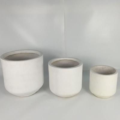 China Wholesale Fiber Clay Planter Round D440x390mm Powder Coated Modern Plant Pot for sale